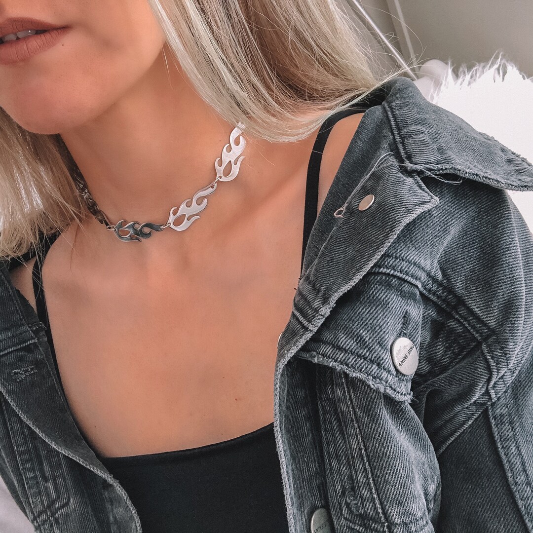 Stainless Steel Flames Choker Flame Necklace Flame Charm - Etsy