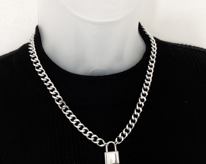 FGGT Solid Brass Hand Engraved Padlock Neck Chain. With Solid Brass ...