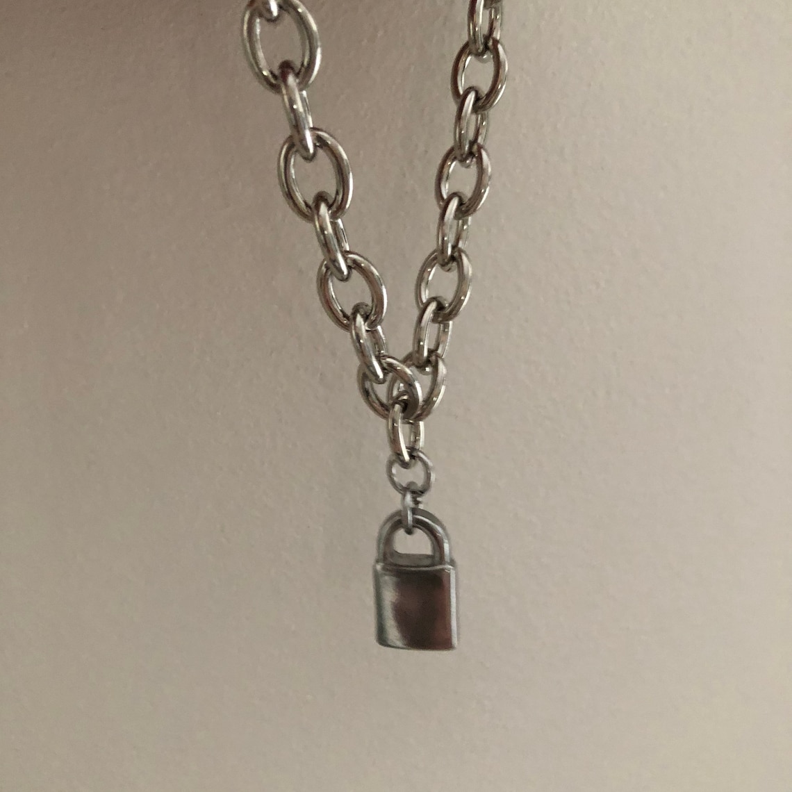 Padlock Bracelet, Steel Bracelet, Silver Bracelet, Chunky Chain, Chunky ...