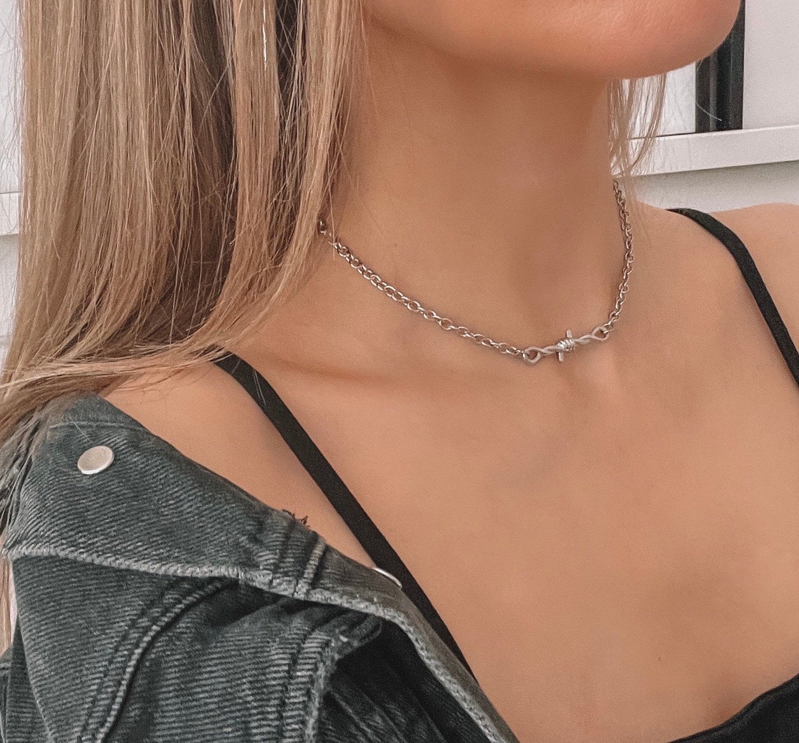 Barbed Wire Necklace Stainless Steel Barbed Wire Necklace Etsy