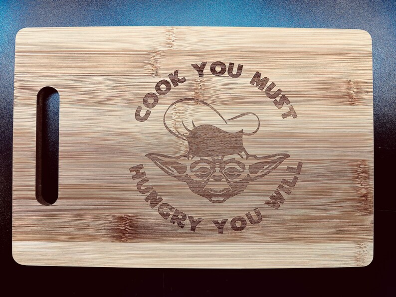 Laser Engraved Yoda Chef Cutting Chopping Cheese Board Cook - Etsy