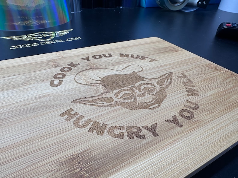 Laser Engraved Yoda Chef Cutting Chopping Cheese Board Cook - Etsy