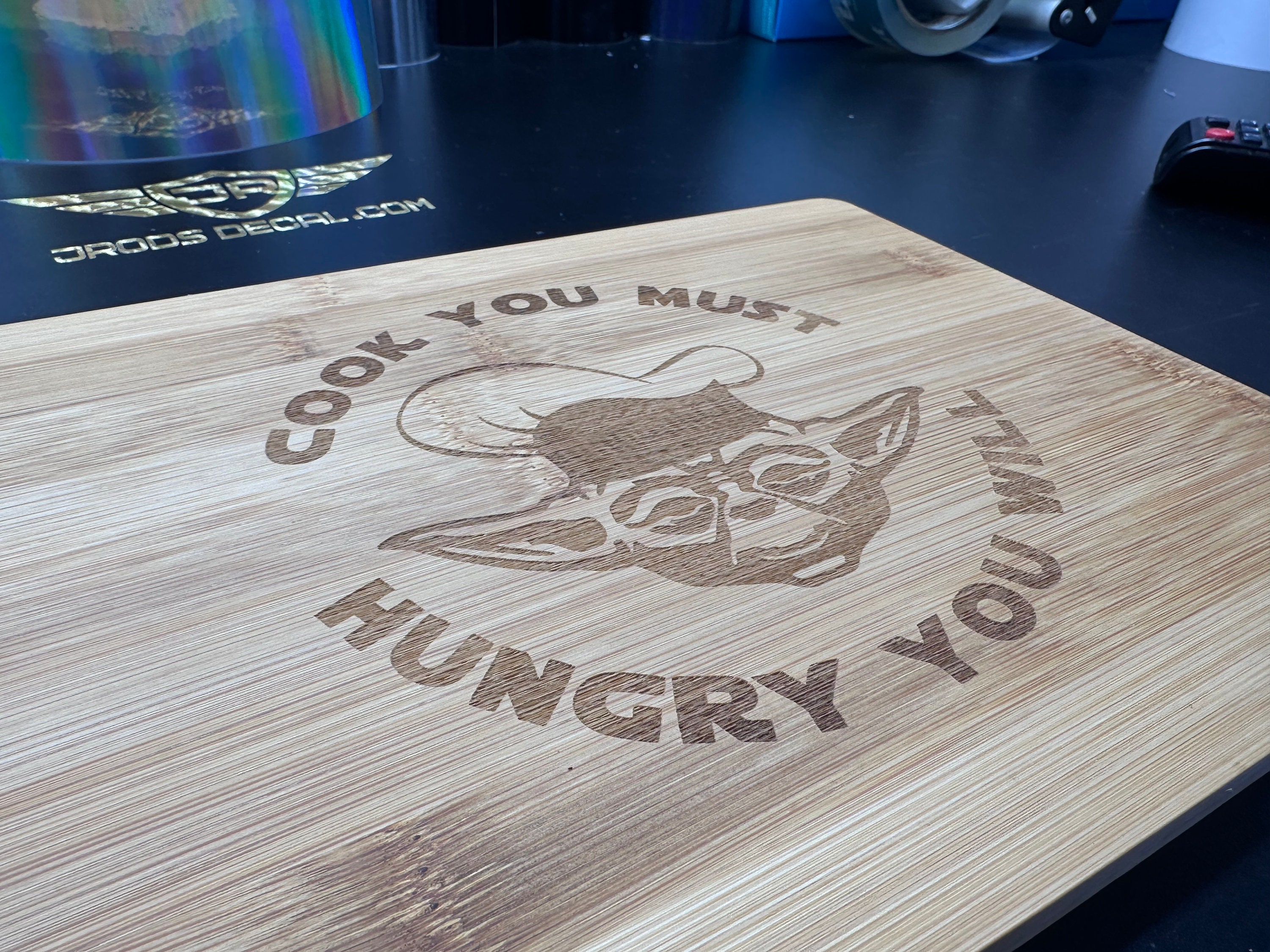 Laser Engraved Yoda Chef Cutting Chopping Cheese Board Cook - Etsy