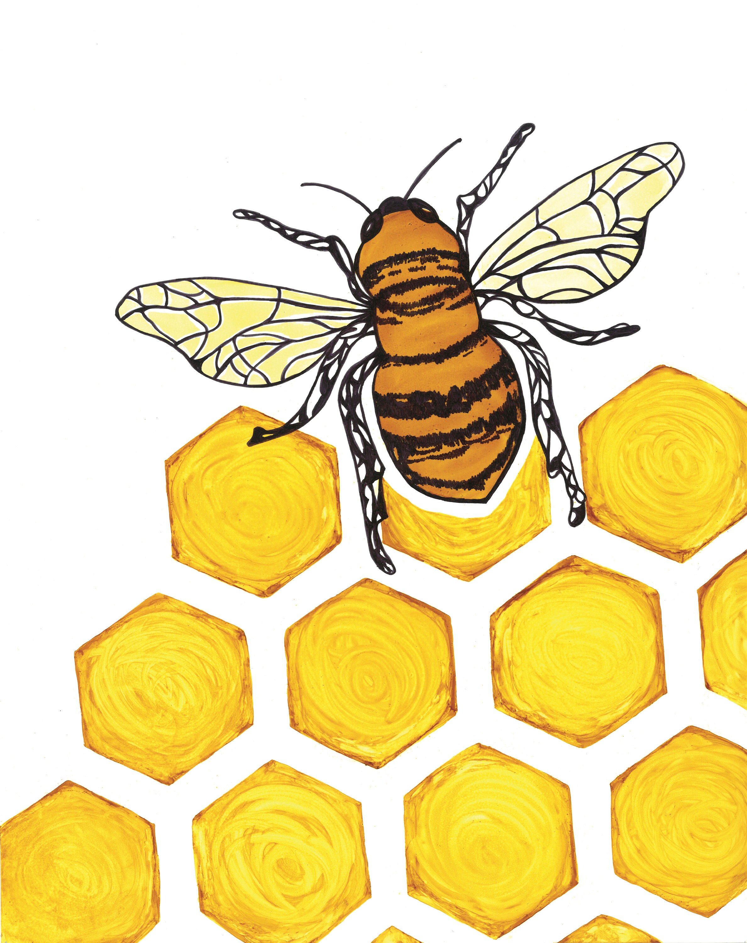 Honey Bee, Alcohol Ink Art, Limited Run Prints, Beekeeper, Bee, Apiary ...