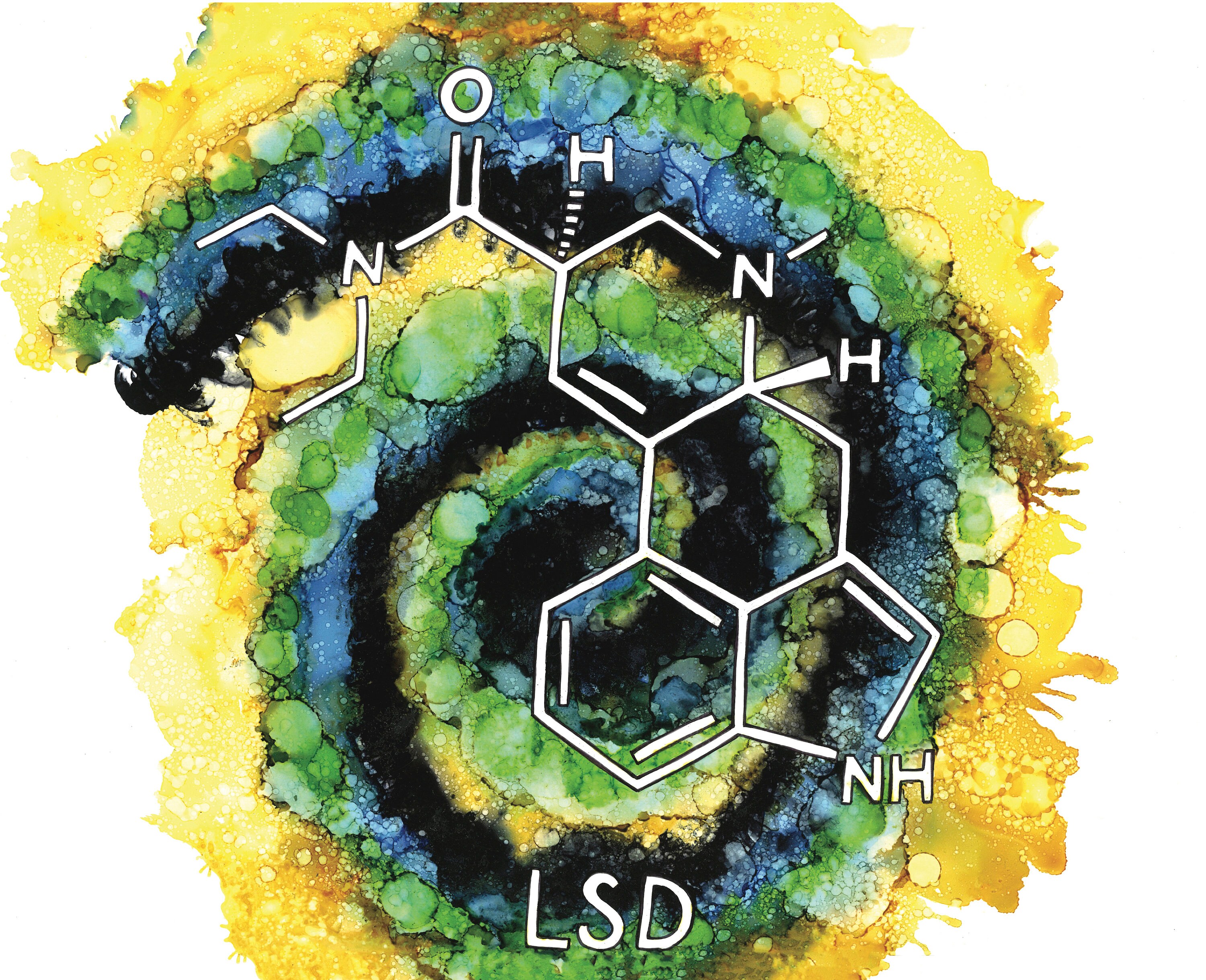 LSD, Alcohol Ink Art, Limited Run Prints, Lysergic Acid Diethylamide ...