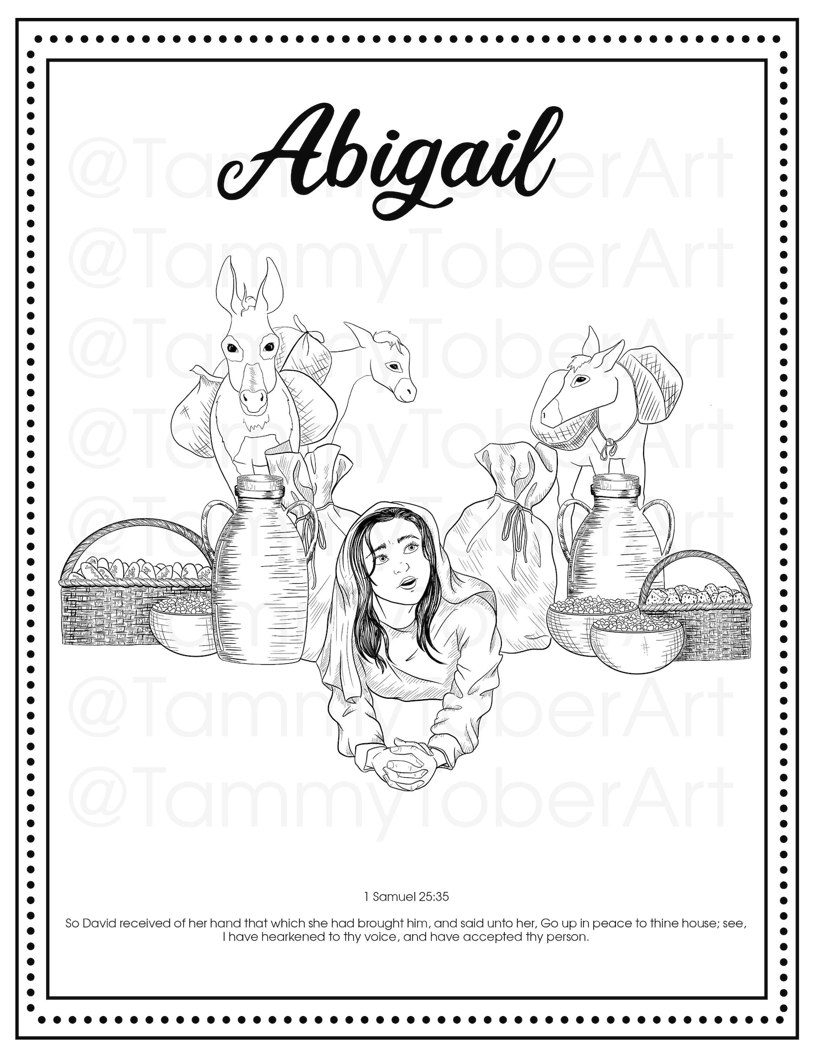 Women of the Bible Abigail Coloring Page Printable Download King James ...