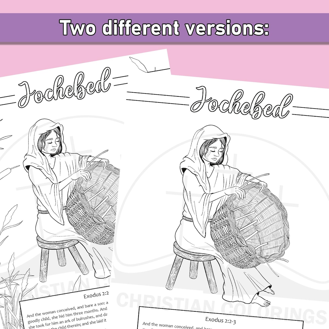 Women of the Bible Jochebed Coloring Page Printable Download King James ...