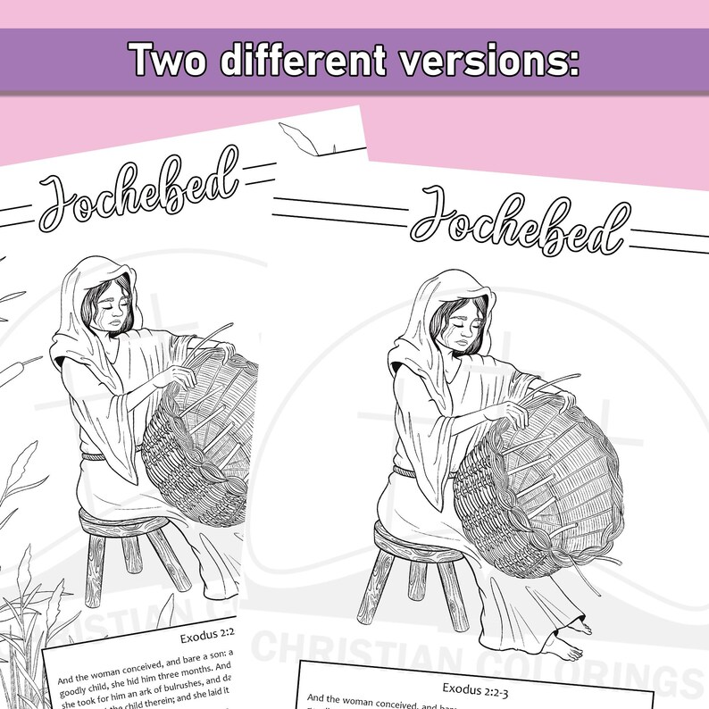 Women of the Bible Jochebed Coloring Page Printable Download King James ...