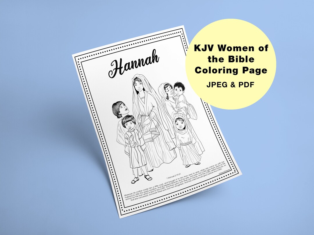 Women of the Bible Hannah Coloring Page Printable Download King James ...
