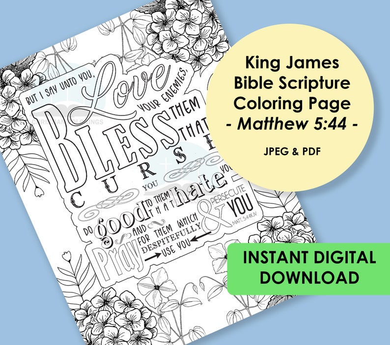 Matthew 5:44 King James Bible Scripture Verses Coloring Page Printable ...