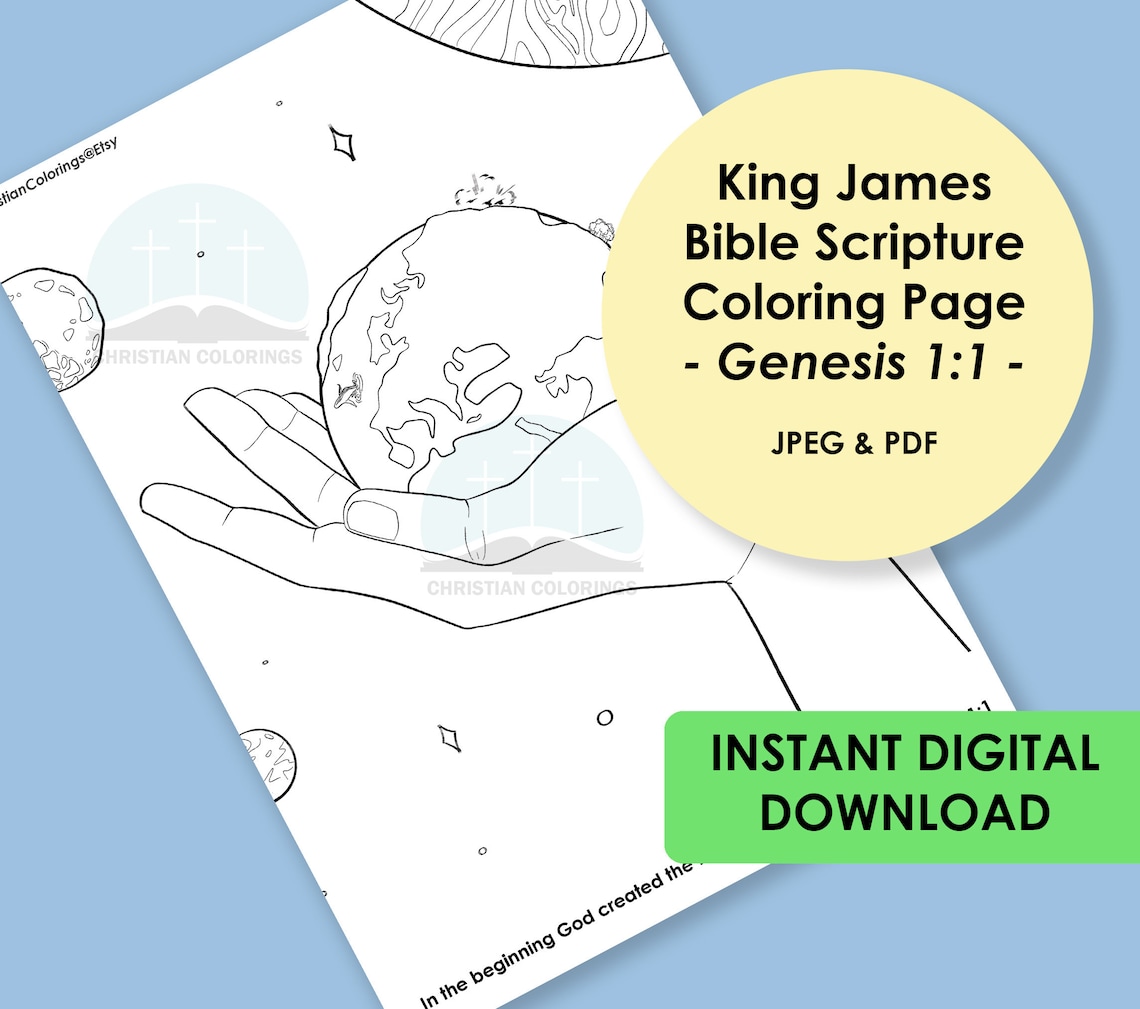 Genesis 1:1 Creation Heaven and Earth King James Bible Scripture ...