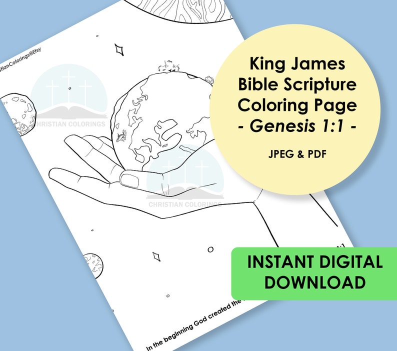 Genesis 1:1 Creation Heaven and Earth King James Bible Scripture ...