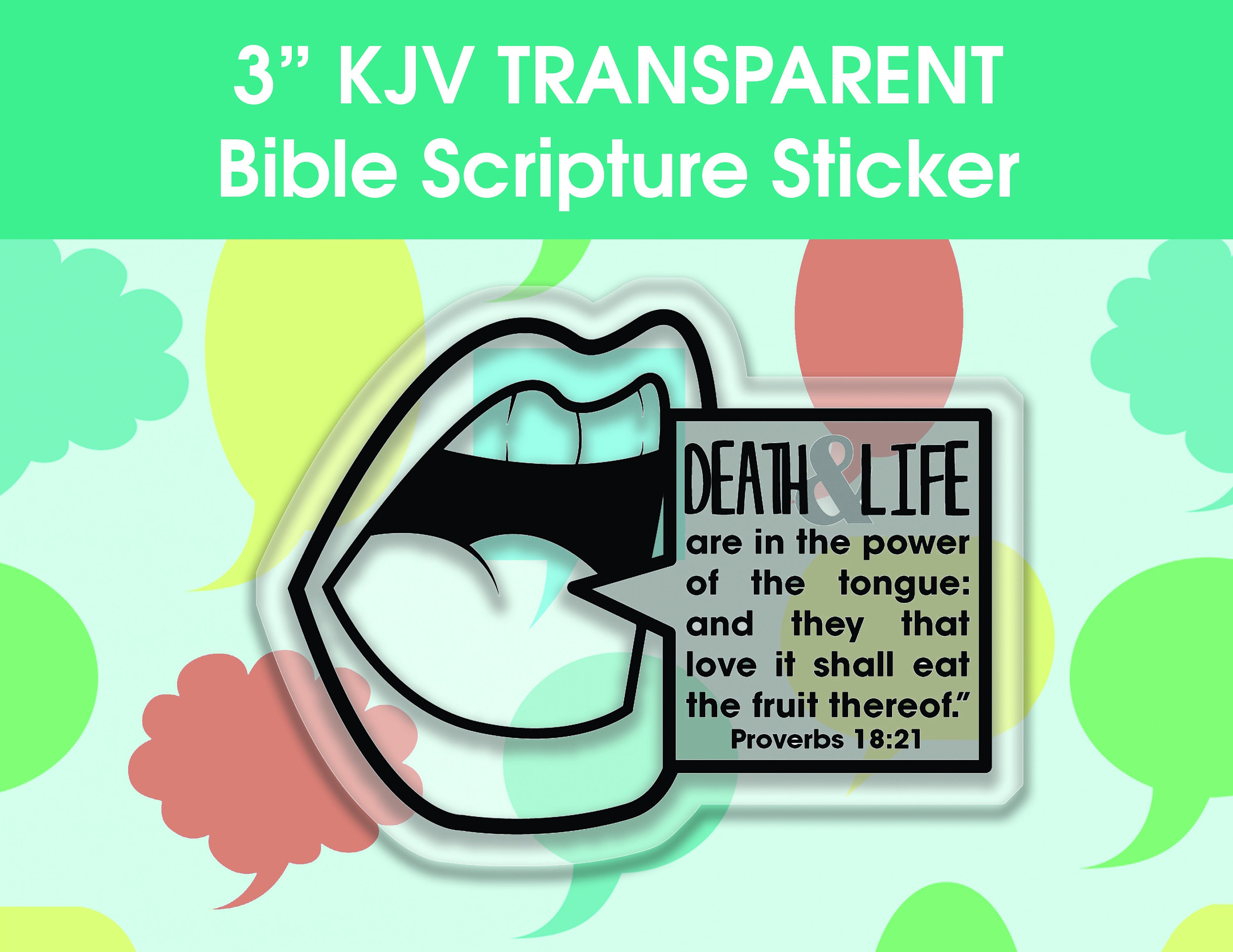 3" King James Bible Scripture Transparent (see-through) Sticker ...