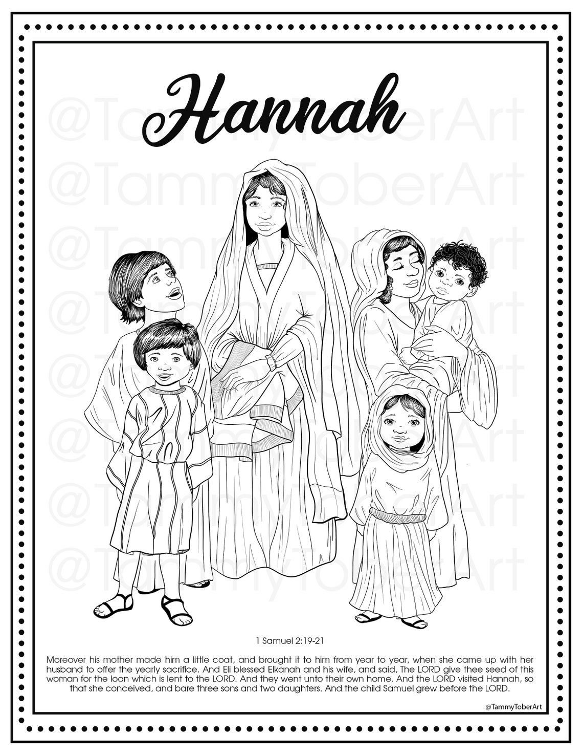 Women of the Bible Hannah Coloring Page Printable Download King James ...