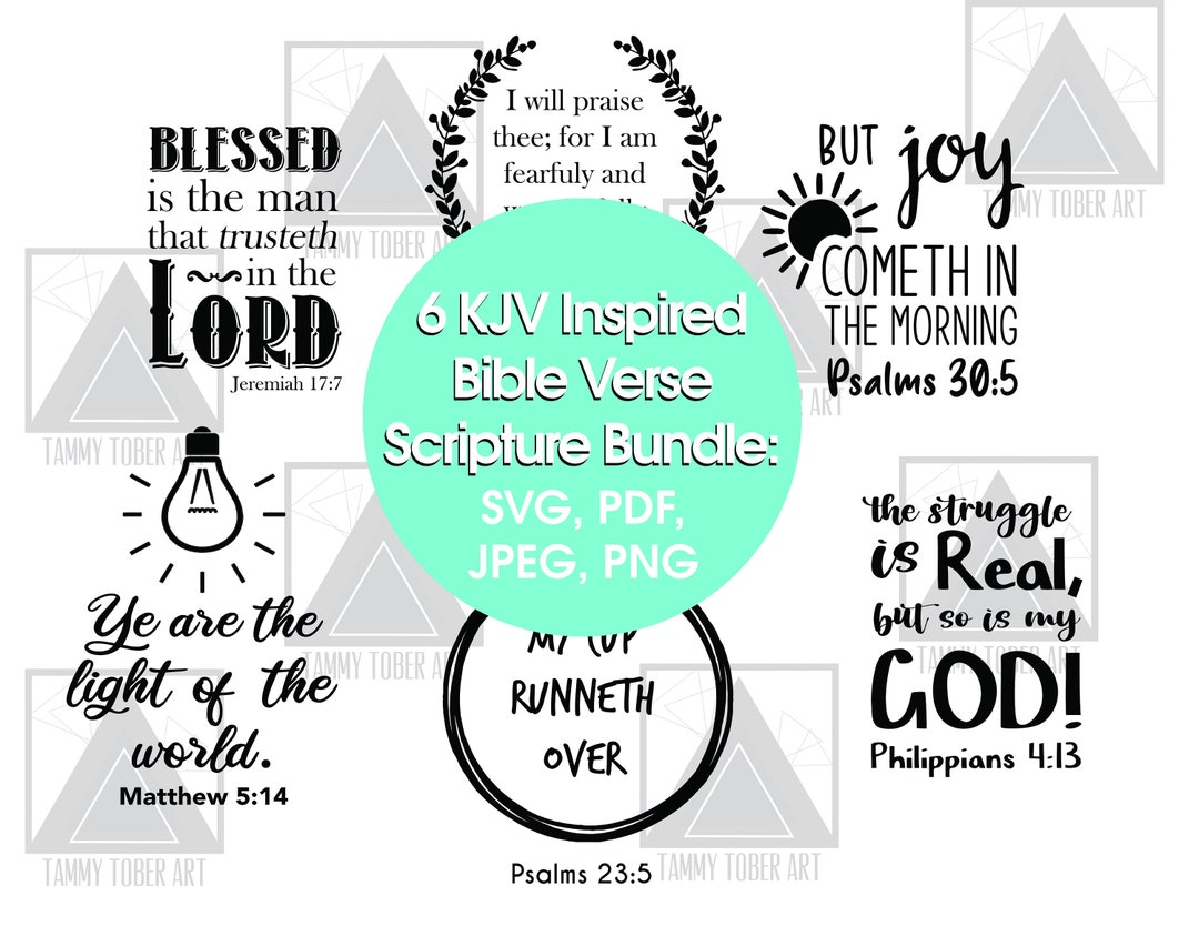 6 Kjv Scripture Inspired SVG JPEG PNG Pdf Clip Art Downloadable Clipart ...