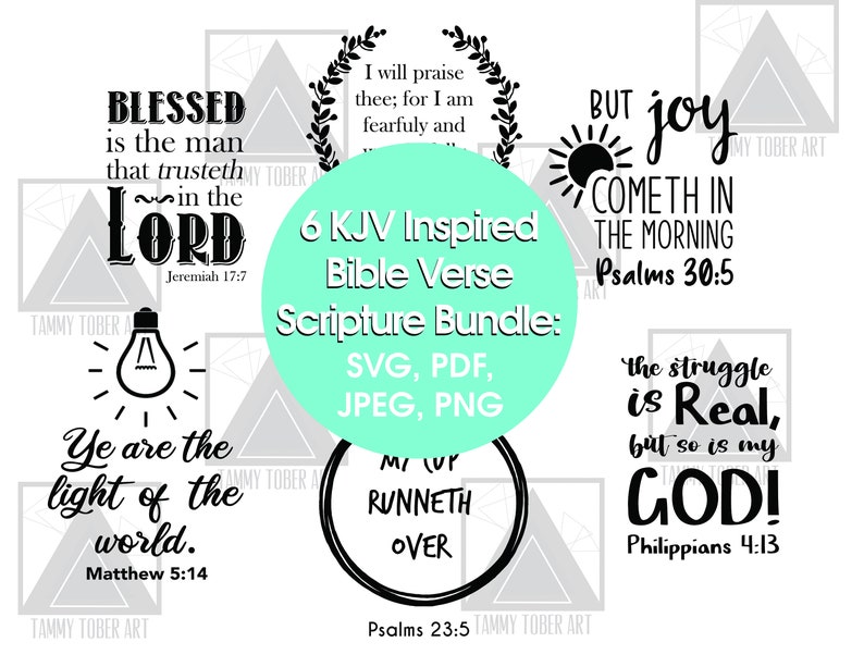 6 Kjv Scripture Inspired SVG JPEG PNG Pdf Clip Art Downloadable Clipart ...