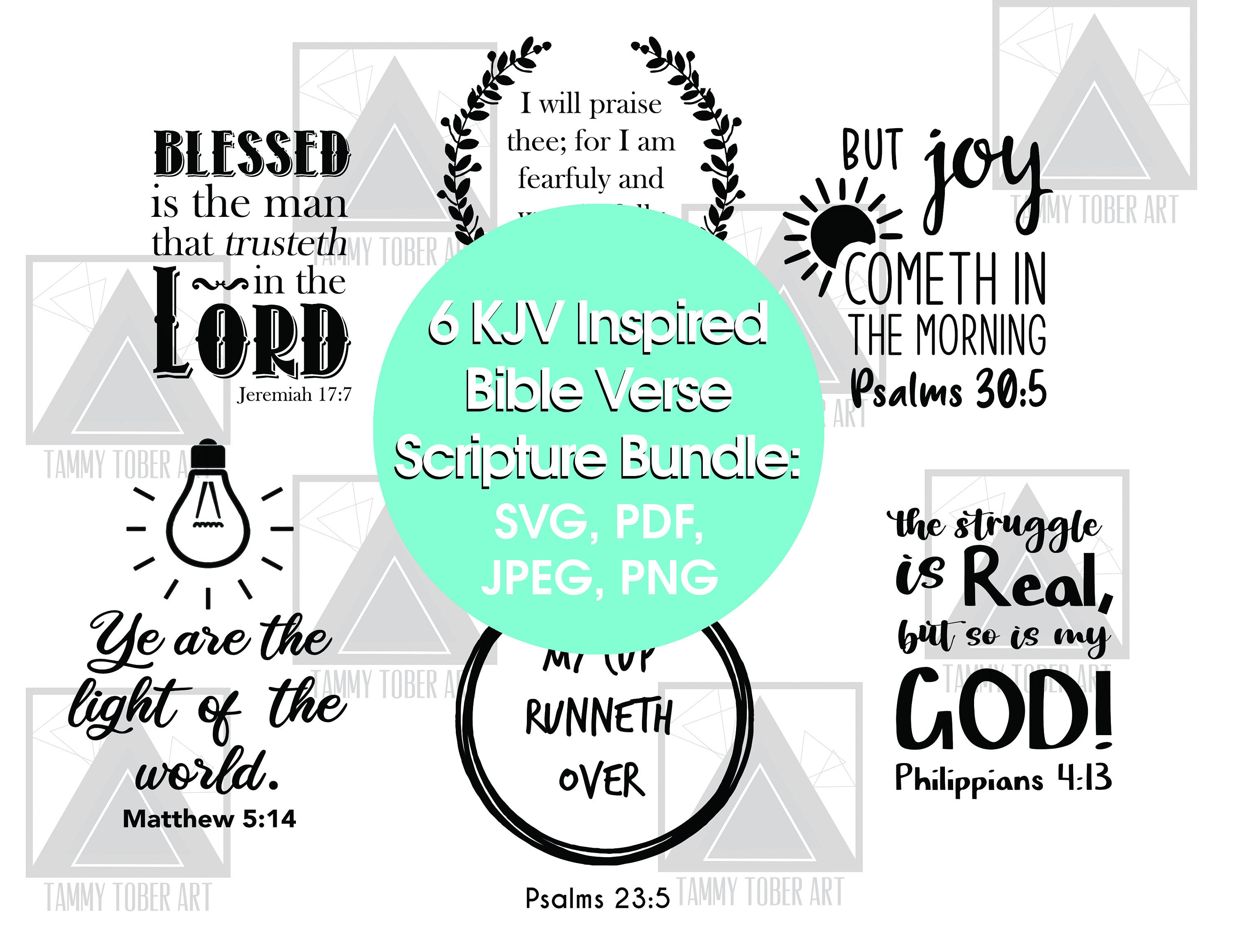 6 Kjv Scripture Inspired SVG JPEG PNG Pdf Clip Art Downloadable Clipart ...