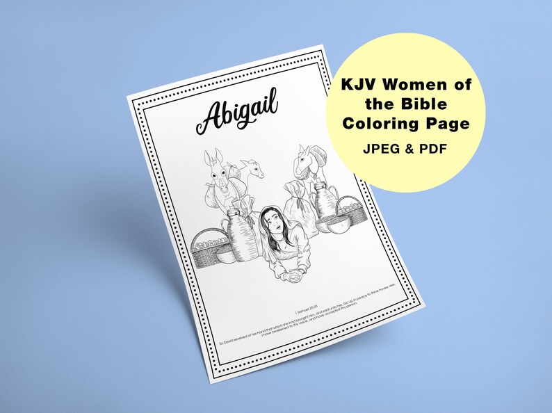 Women of the Bible Abigail Coloring Page Printable Download King James ...