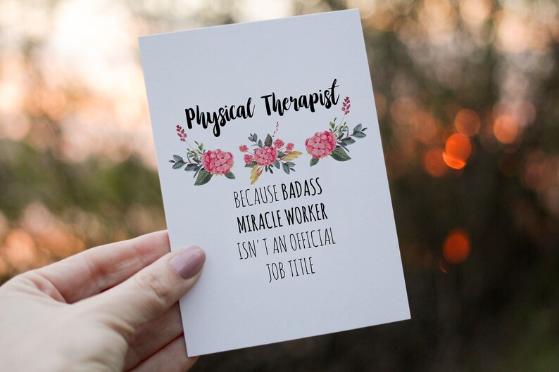 Physical Therapist Card Physical Therapist Thank You Birthday Etsy