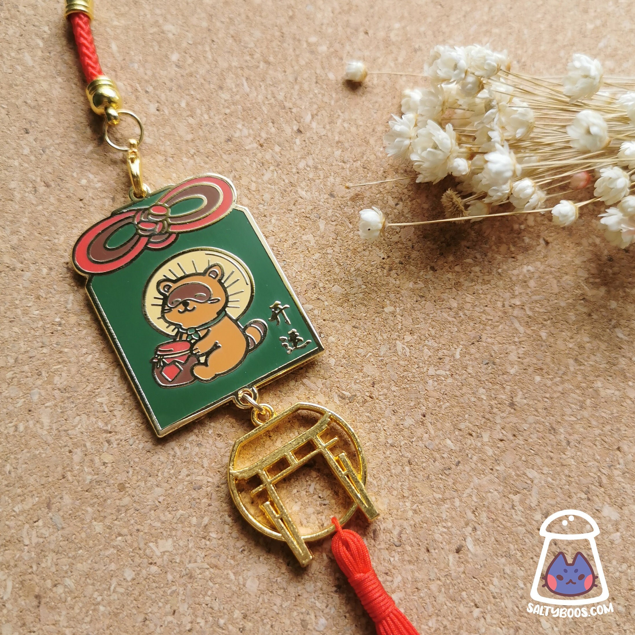 Tanuki Good Luck Omamori Enamel Charms - Etsy