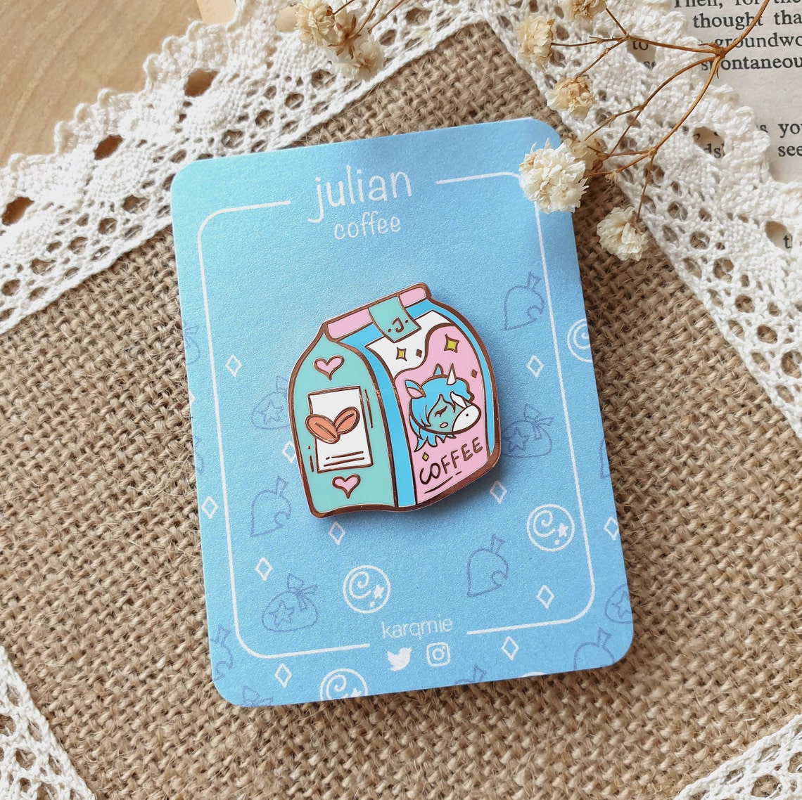 Animal Crossing Enamel Pin | Cute Kawaii Rose Gold Julian Coffee Pack ...