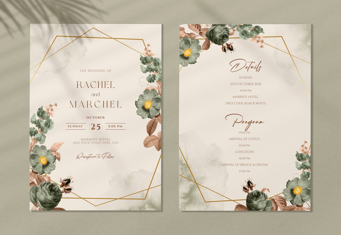 Exquisite Custom Wedding Invitation Cards Instant Download - Etsy