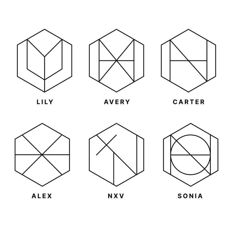 Hexagon Name Tattoo Design: Custom Minimalist Logo, Digital Design - Etsy