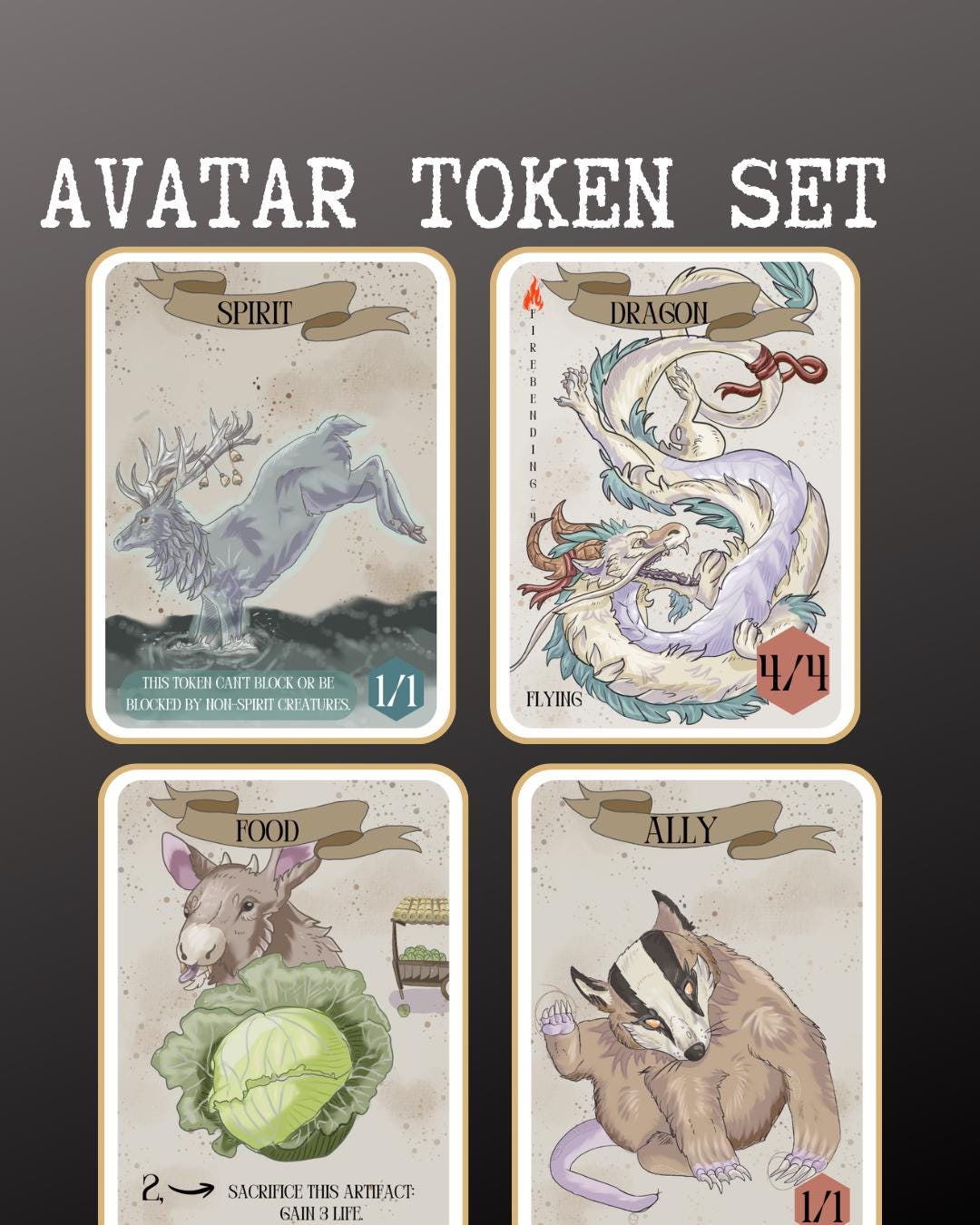 MTG Avatar: the Last Airbender Magic Tokens | Magic the Gathering ...