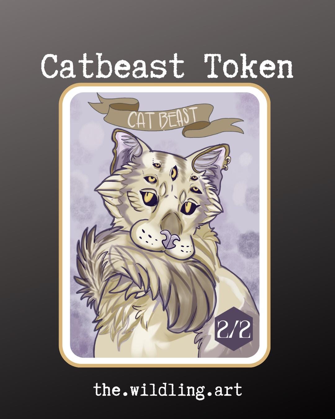2/2 Cat Beast | Illustrated Magic Tokens | Custom Art for Magic Players ...