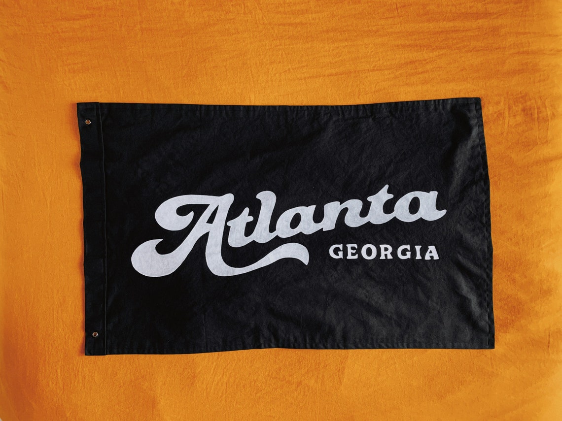 Atlanta Georgia Flag Hand Painted Cotton Canvas Vintage - Etsy