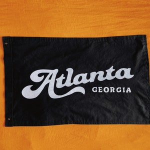 Atlanta Georgia Flag - Hand Painted - Cotton Canvas - Vintage - Wall ...