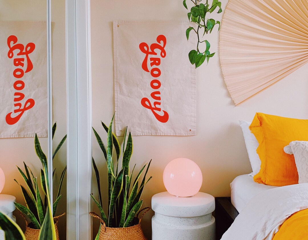 Hand-painted Groovy Banner: Retro Canvas Wall Hanging - Etsy