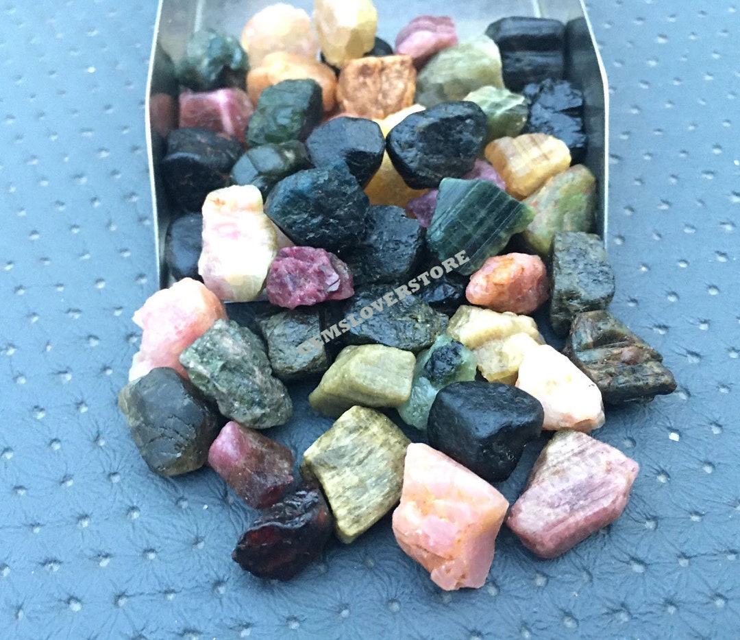 10 Raw Multi-color Tourmaline Gemstones: Natural Rough Crystals (12-14 ...