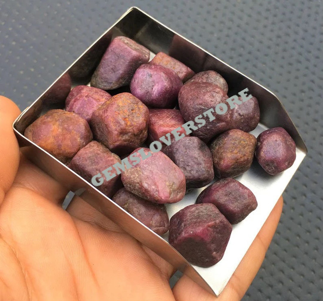 10 Pieces Untreated Ruby Rough,size 16-20 MM Natural Red Ruby Gemstone ...