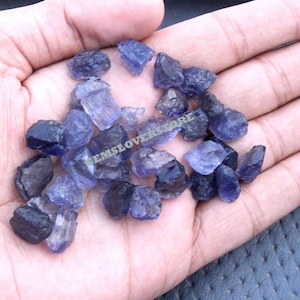 25 Piece Blue Iolite Rough Size 12-14 MM Raw Natural Untreated Gemstone ...
