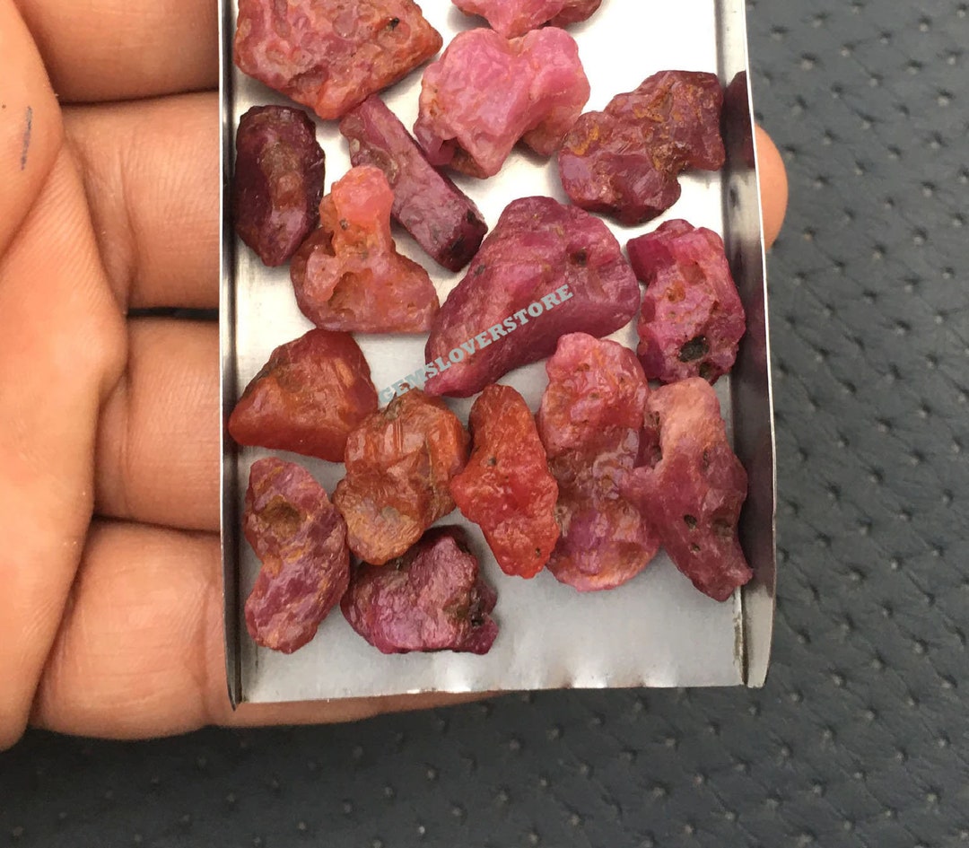 5 Raw Pink Sapphire Stones: Natural Healing Crystals (14-16 MM) - Etsy