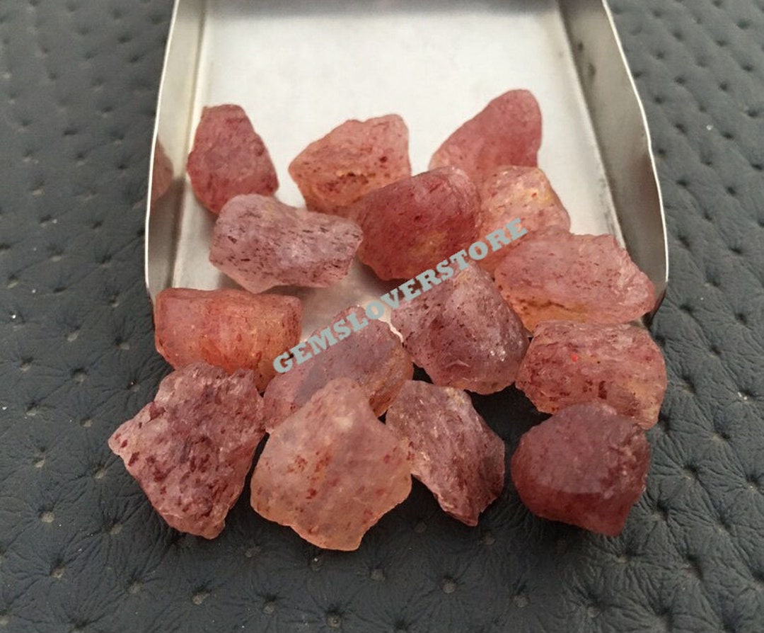 25 Pieces Cherry Quartz Rough Size 12-14 Mm,antique Strawberry Quartz ...