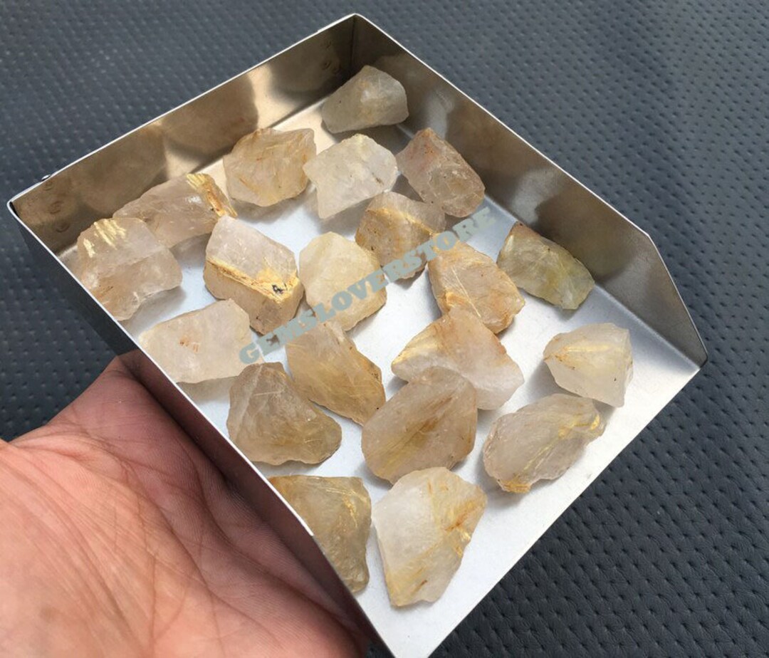 10 Pieces Fantastic Quality Raw,size 20-30 MM Hand Cut Rutile Quartz ...