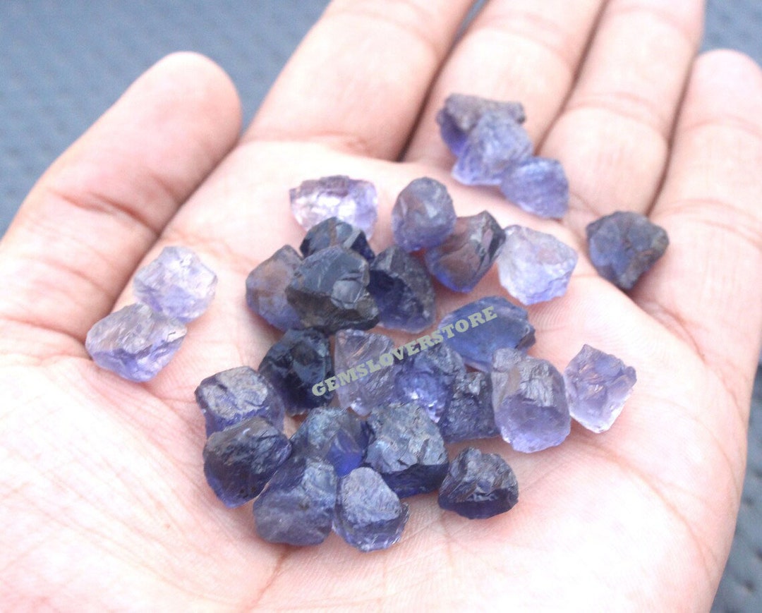 25 Piece Iolite Rough Stones From India Size 8-10 MM Natural Raw ...