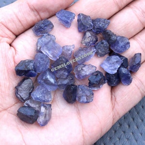 25 Piece Blue Iolite Rough Size 12-14 MM Raw Natural Untreated Gemstone ...