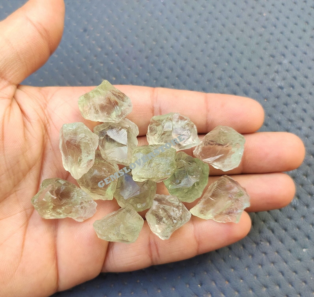 10 Pieces Natural Green Amethyst Gemstone Rough Size 14-18 MM ...