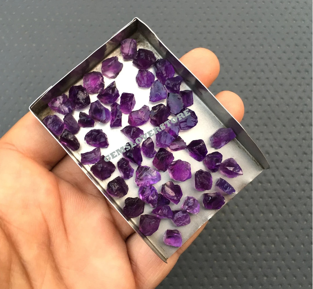 50 Pieces Natural Amethyst Raw, Size 6-8 MM Amethyst Gemstone Rough,natural Purple Rough ...
