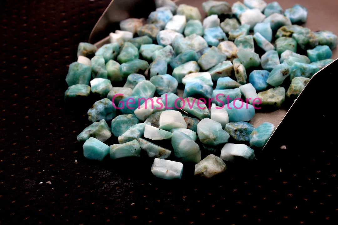 10 Piece Natural Larimar Stone: Dominican Republic Gemstone (12-14 MM ...