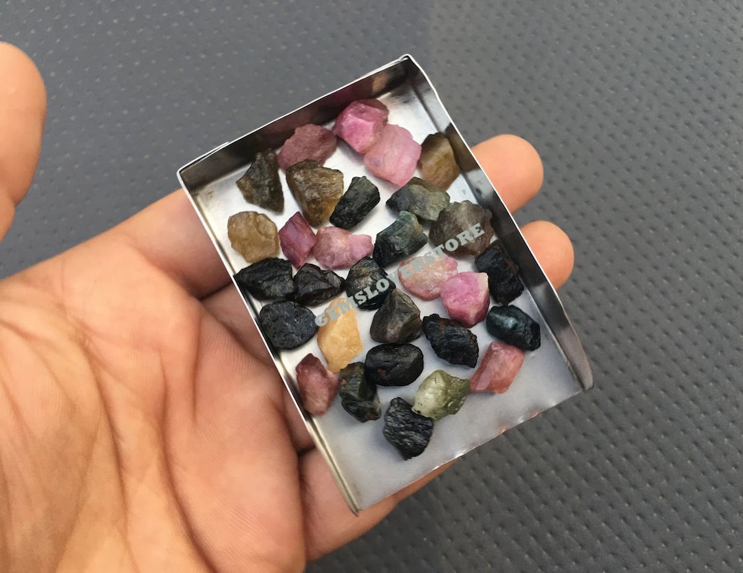 20 Pieces Colored Raw 10-12 MM Raw,natural Multi Tourmaline Gemstone ...