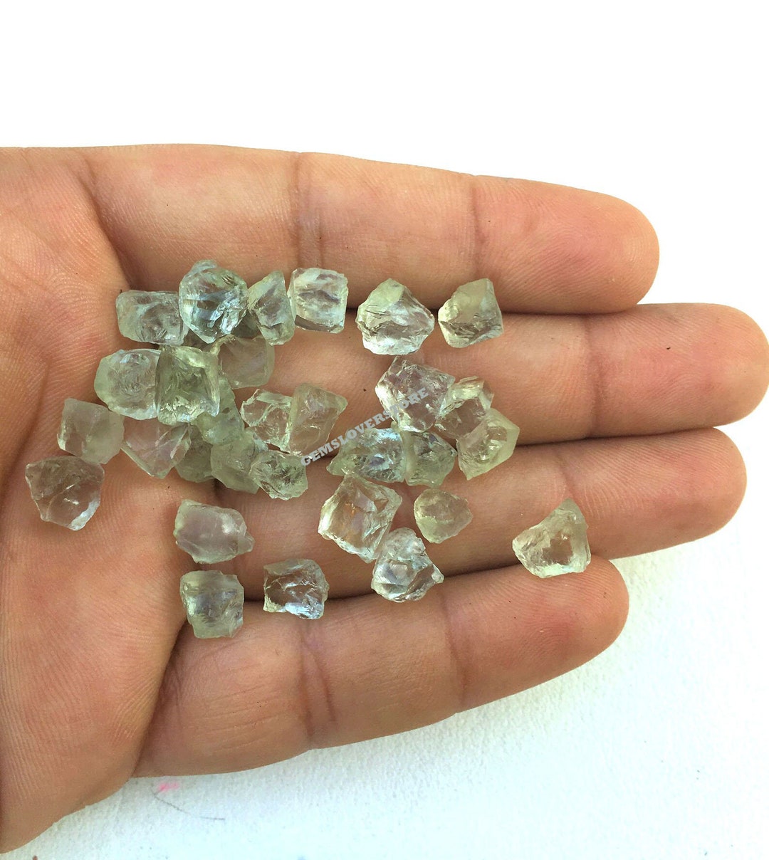 50 Raw Prasiolite Green Amethyst Gemstones: Undrilled Rough Crystals (6 ...