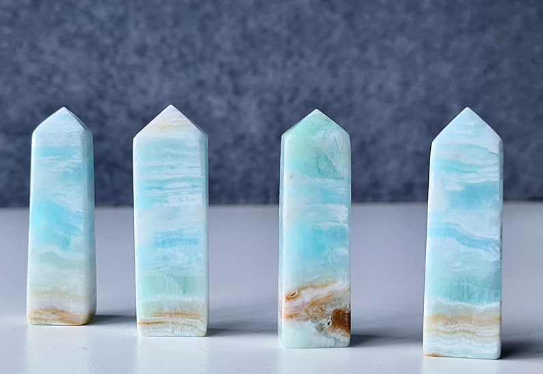 95mm Caribbean Calcite Tower Blue Calcite Crystal Obelisk - Etsy