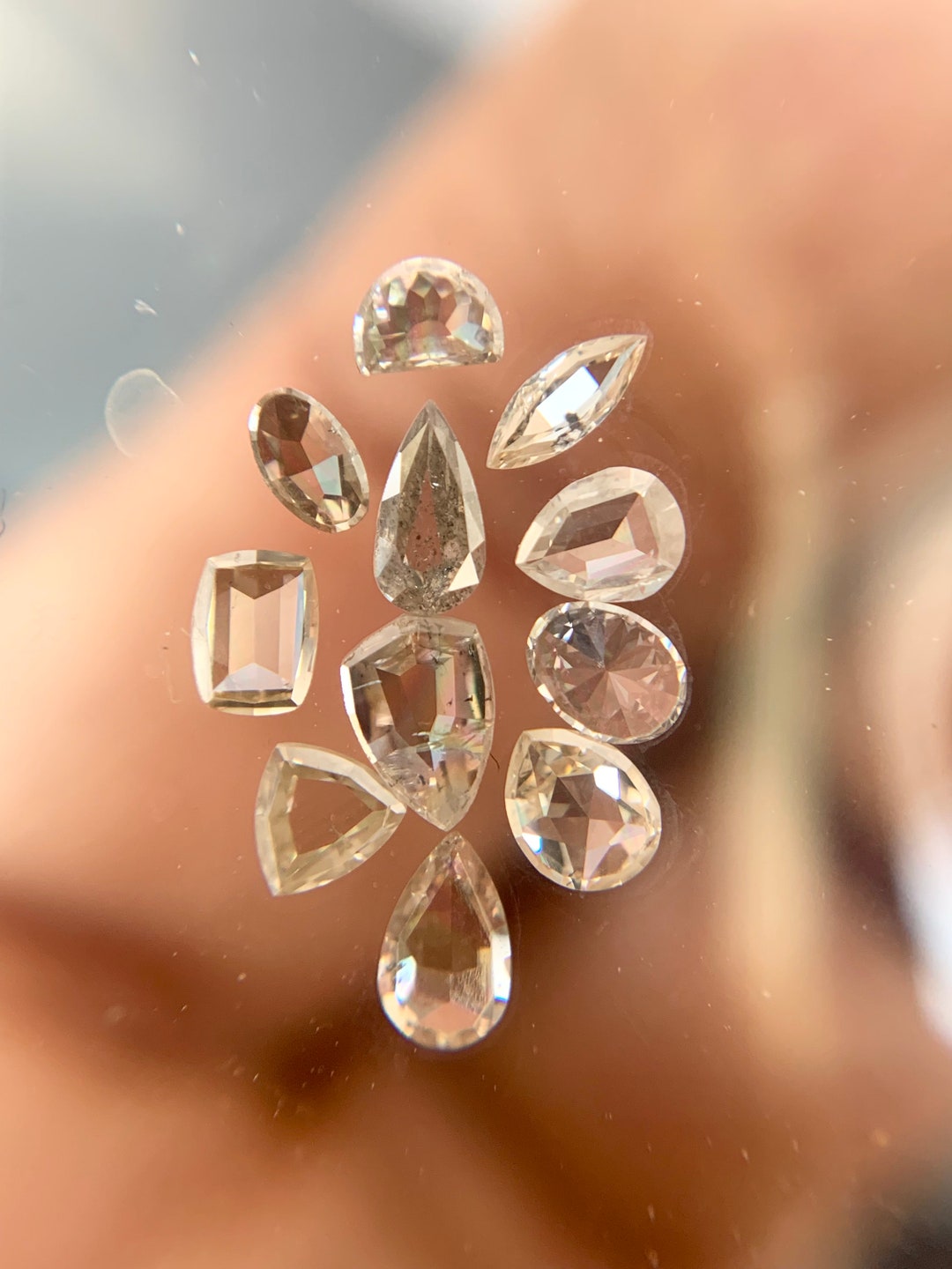 0.65ct 11 Pieces Natural Diamond Brown Diamond Fancy Cut Diamond Rose ...