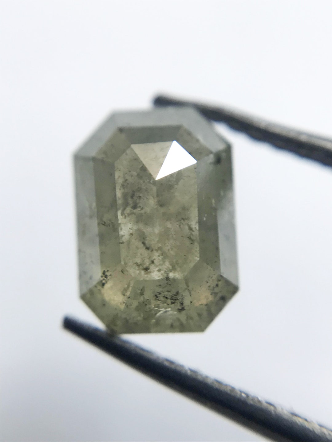 1.22ct Salt and Pepper Diamond: Step Cut Emerald Shape - Etsy