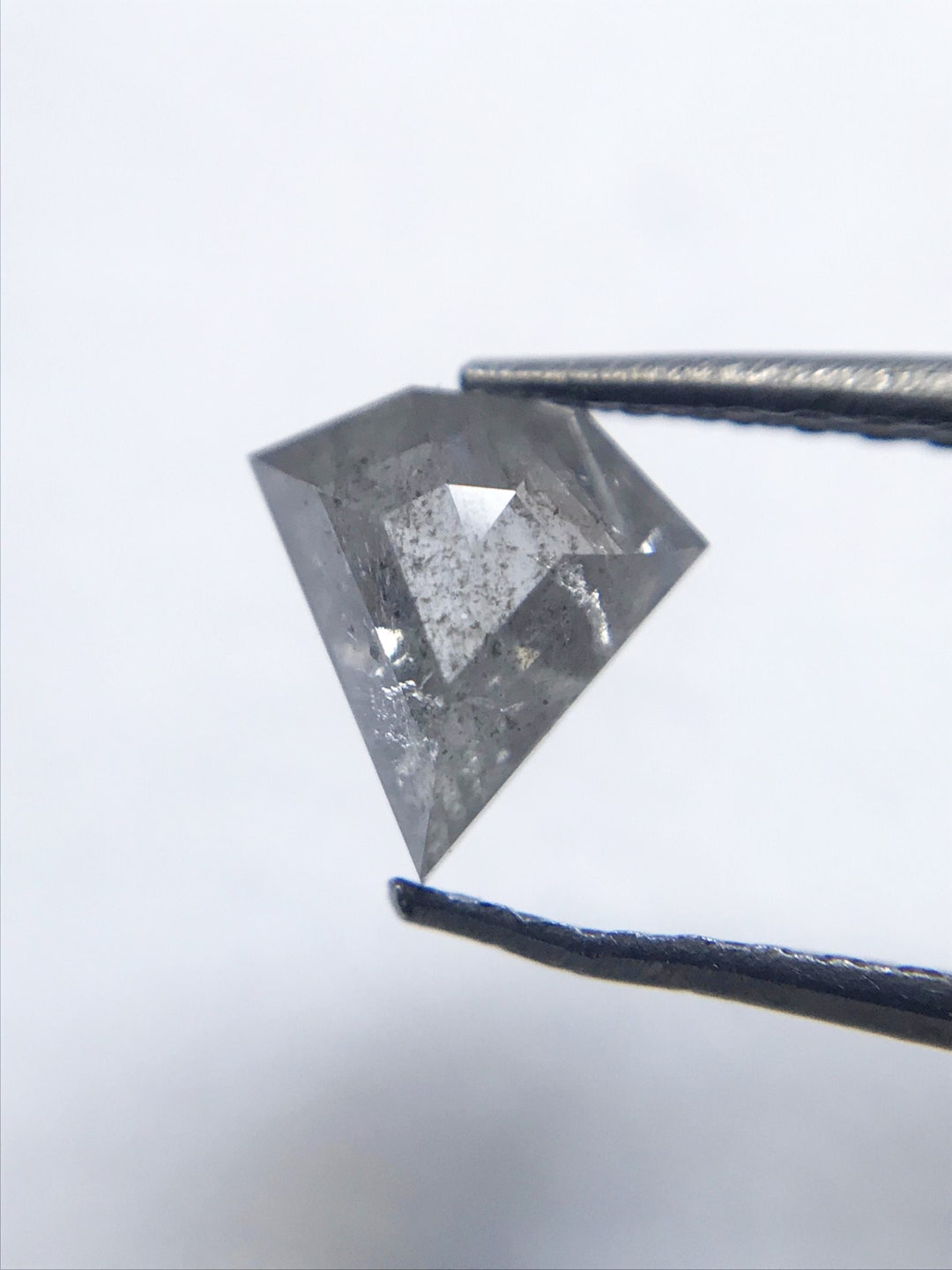 0.45ct Icy Grey Salt and Pepper Diamond Shield Shape Step Cut Natural ...