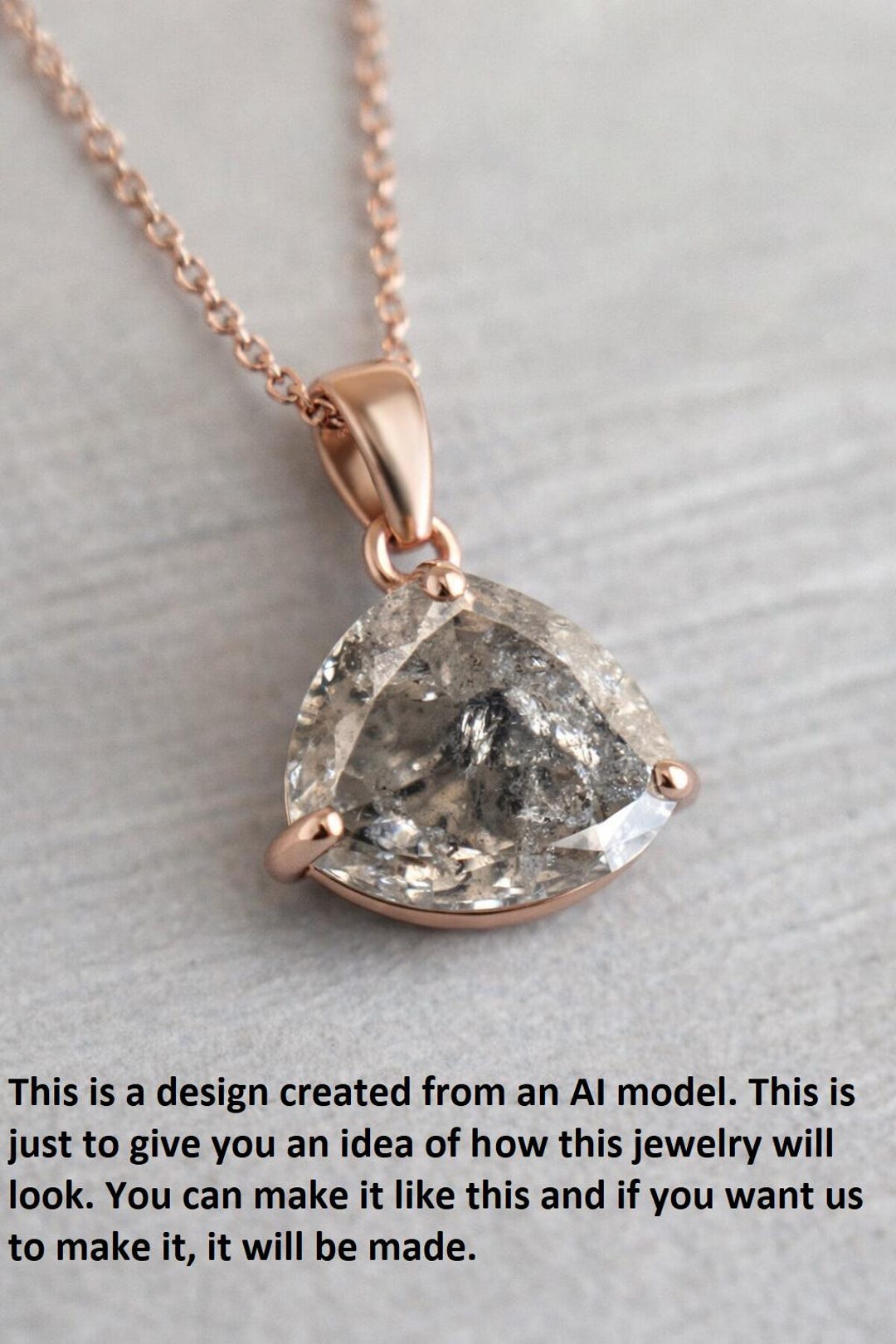 0.90ct Salt and Pepper Diamond: Triangle Rose Cut Natural Grey Diamond ...